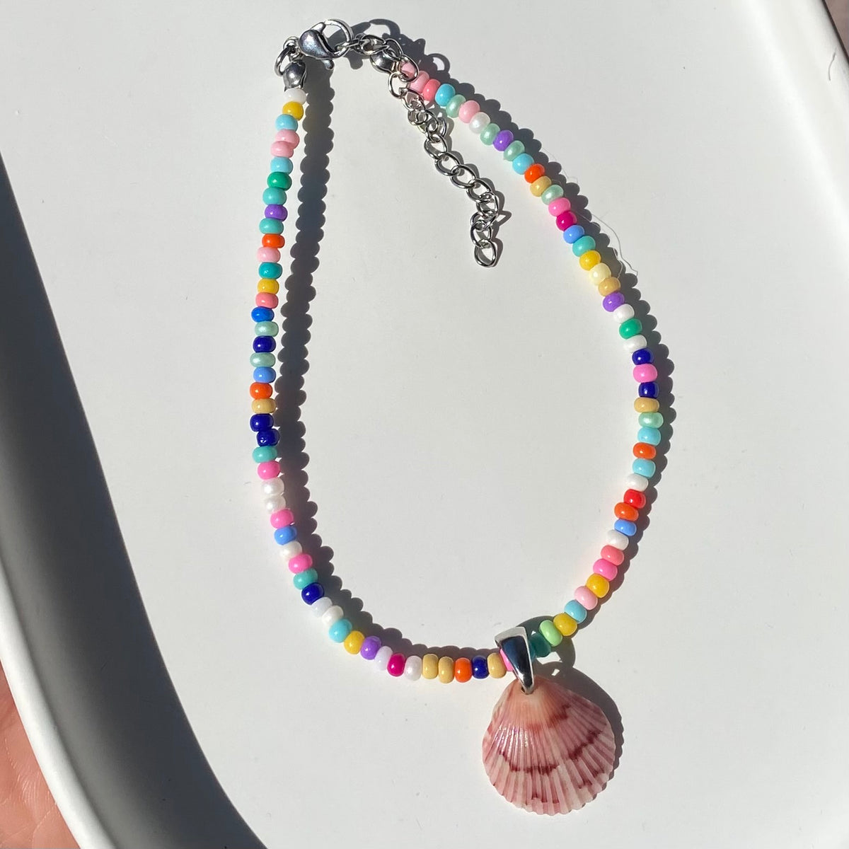 Beaded Seashell Anklet – Coastline Color